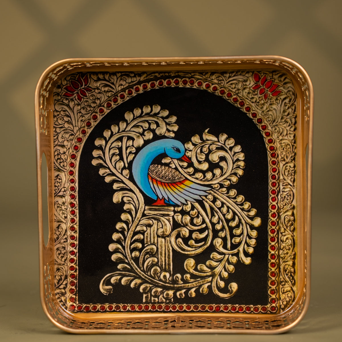 Metal Digital tray Square -Peacock - 8 Inch - KF24196 – Ikyem