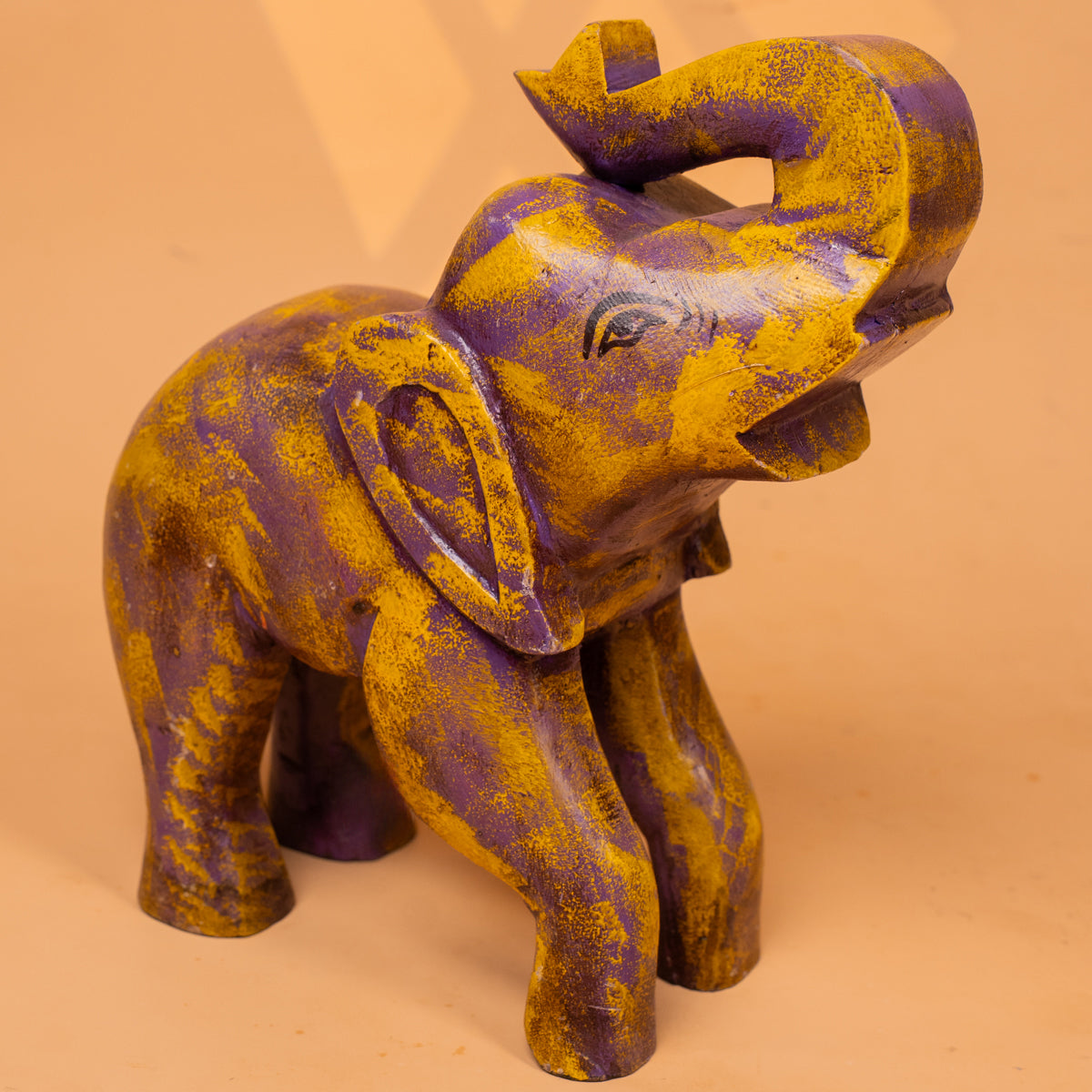 Wooden Hand Painted Elephant Mustard & Purple - 4IJ30085 – Ikyem