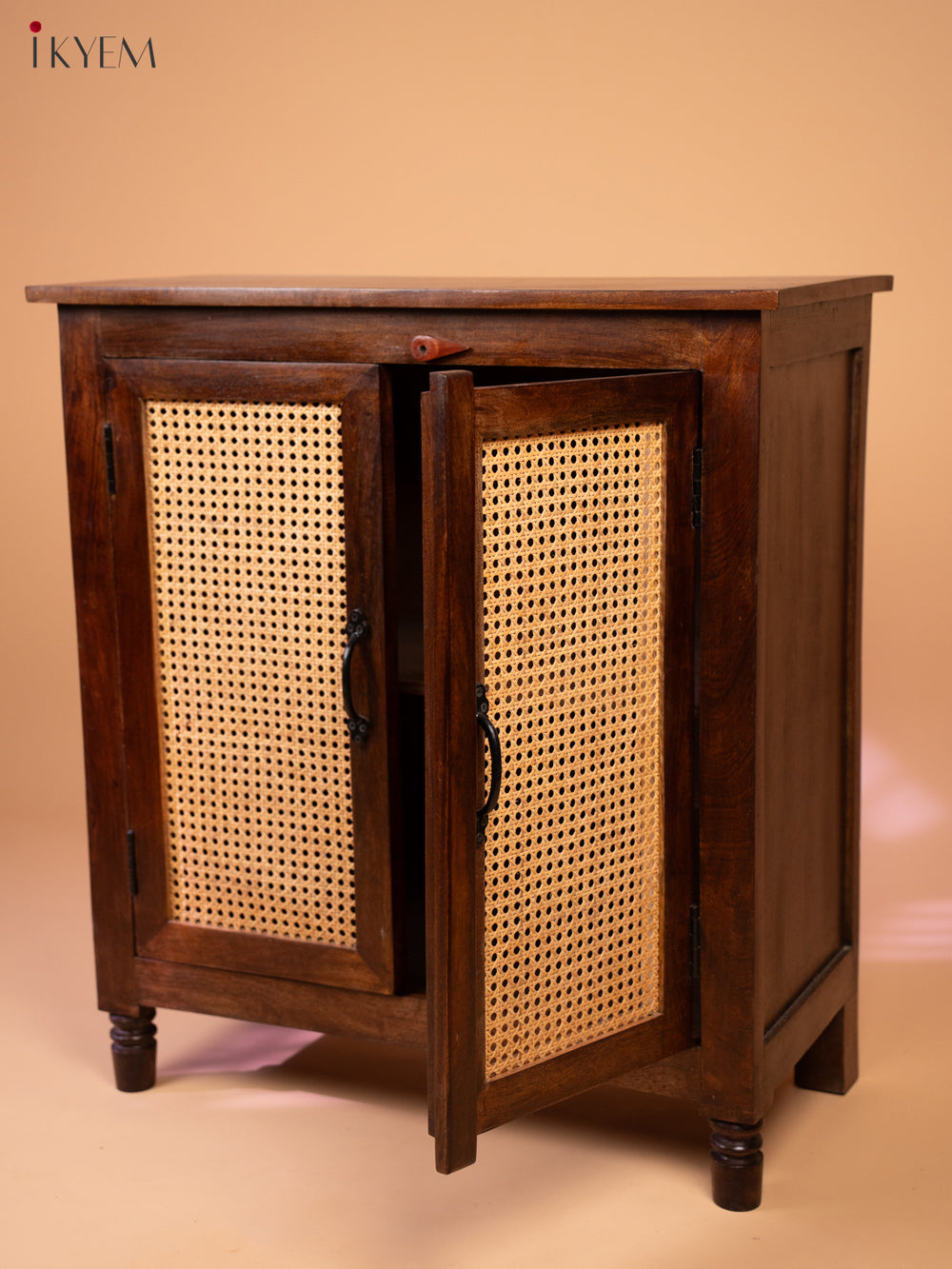 Ratan/Cane Paneled Wooden Cabinet