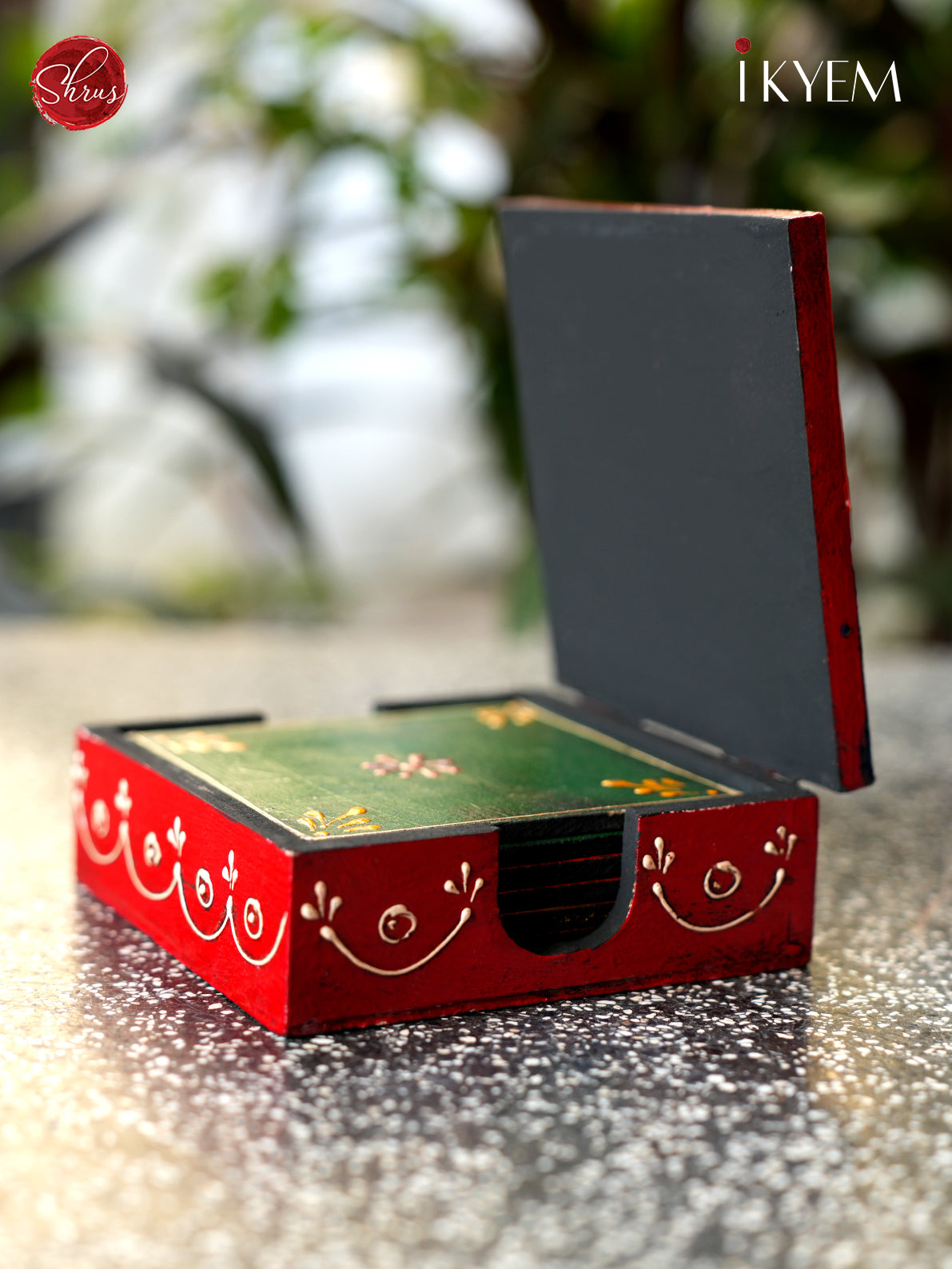 Wooden Hand Painted Coaster Box