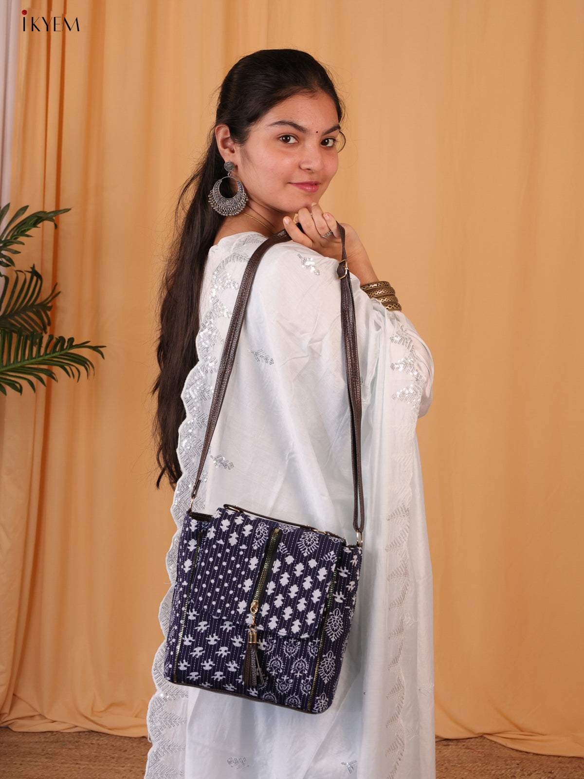 Printed Indigo Sling Bag - Design 4 - KL20149