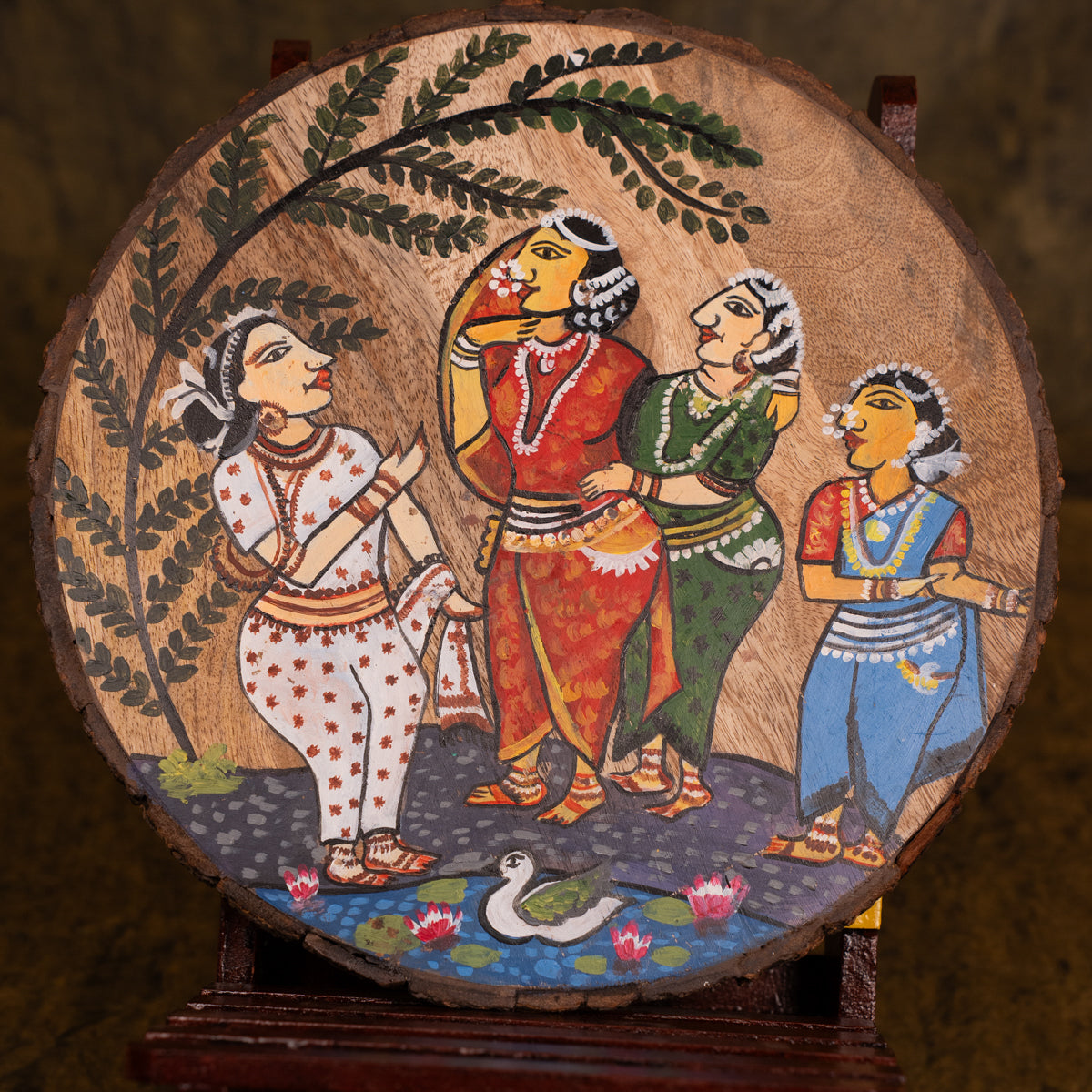 Pattachitra Art Painting -Radha with Gopikas (10x10) - KA04116 – Ikyem