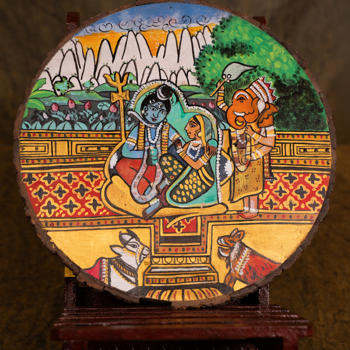 Pattachitra Art Painting -Shiva Parvathi (10x10) - KA04117 – Ikyem
