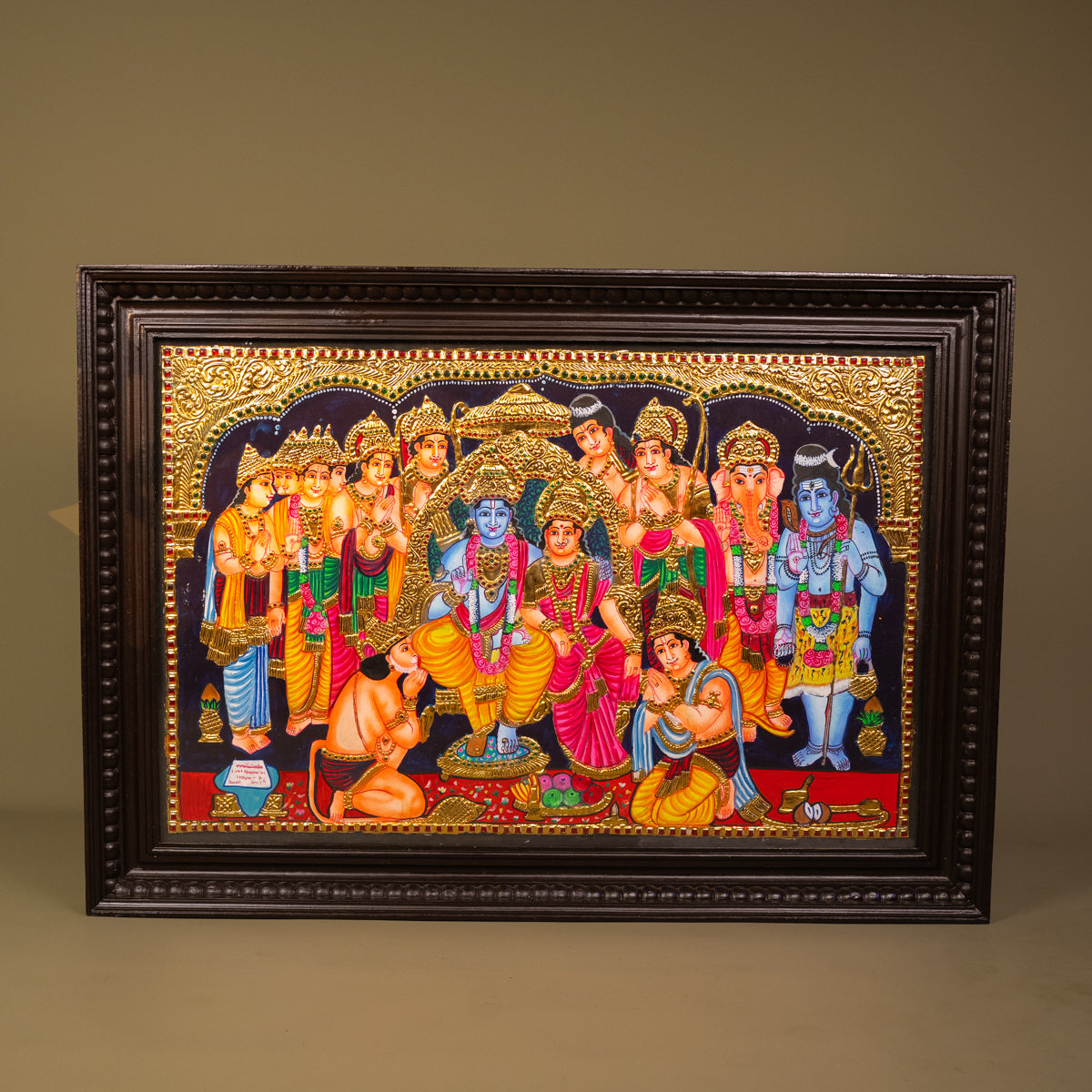 Shri Ramar Pattabhishekam - Tanjore Painting (29x40) - KB01164 – Ikyem