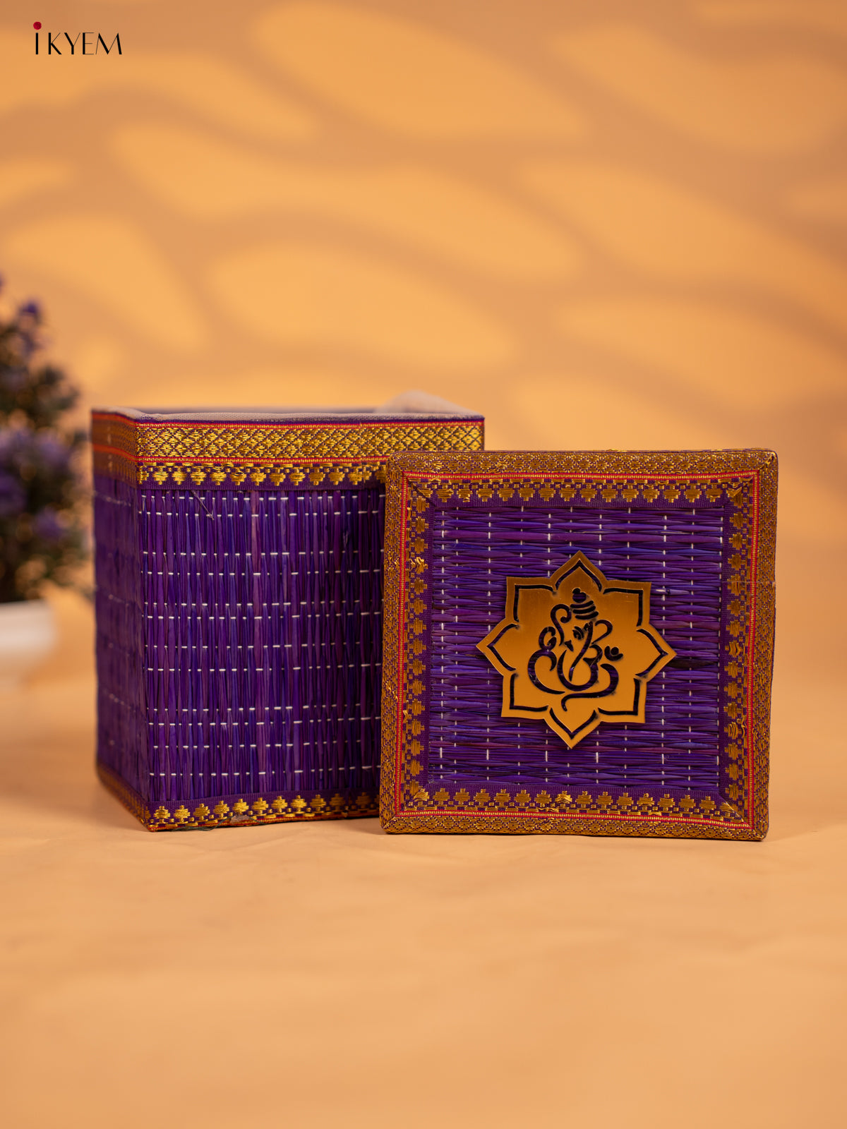 Purple Korai Gift Box with Net Potli - KB17145