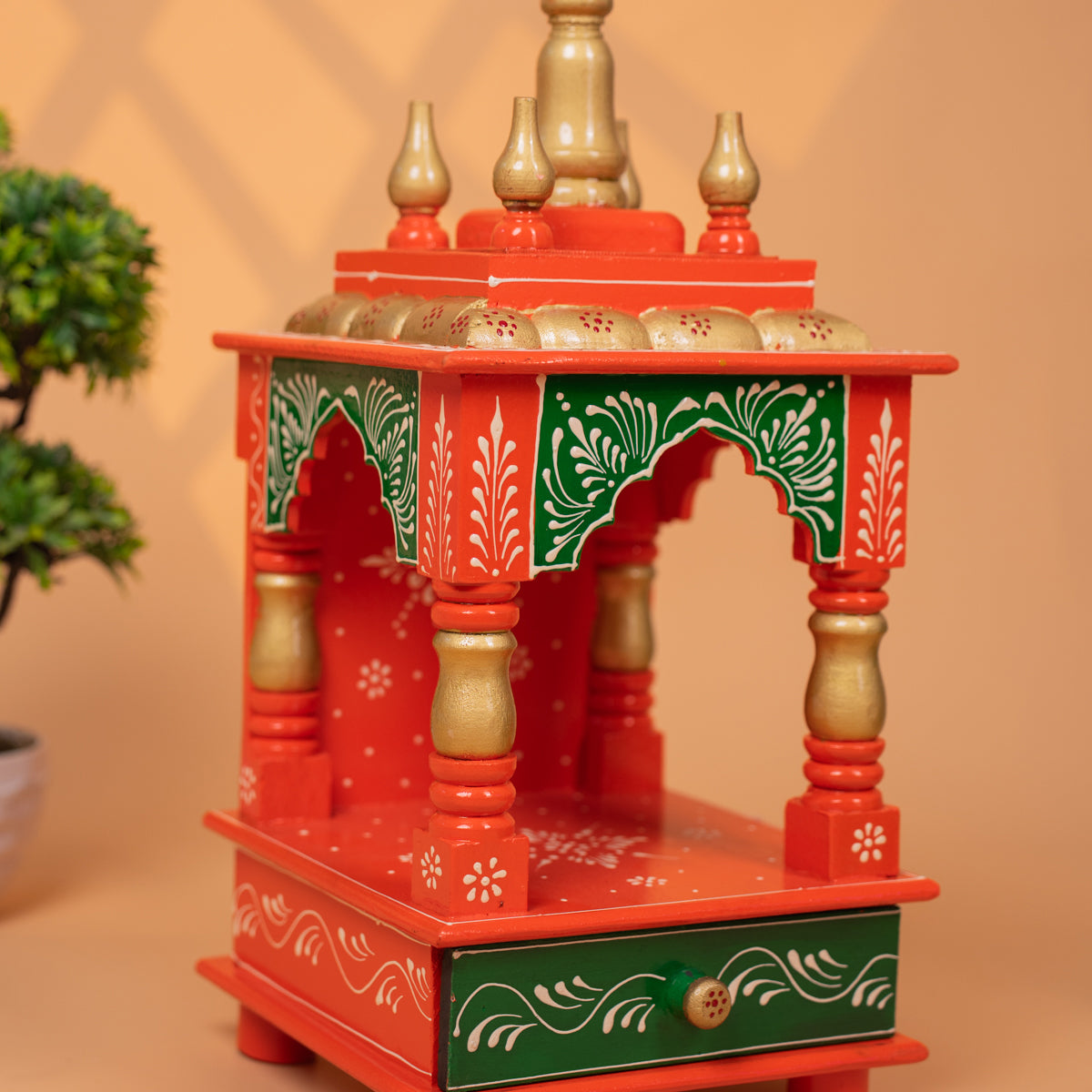 Hand Painted Wooden Pooja Mandir/Mandapam with Drawer - 19 Inch -KC011 ...