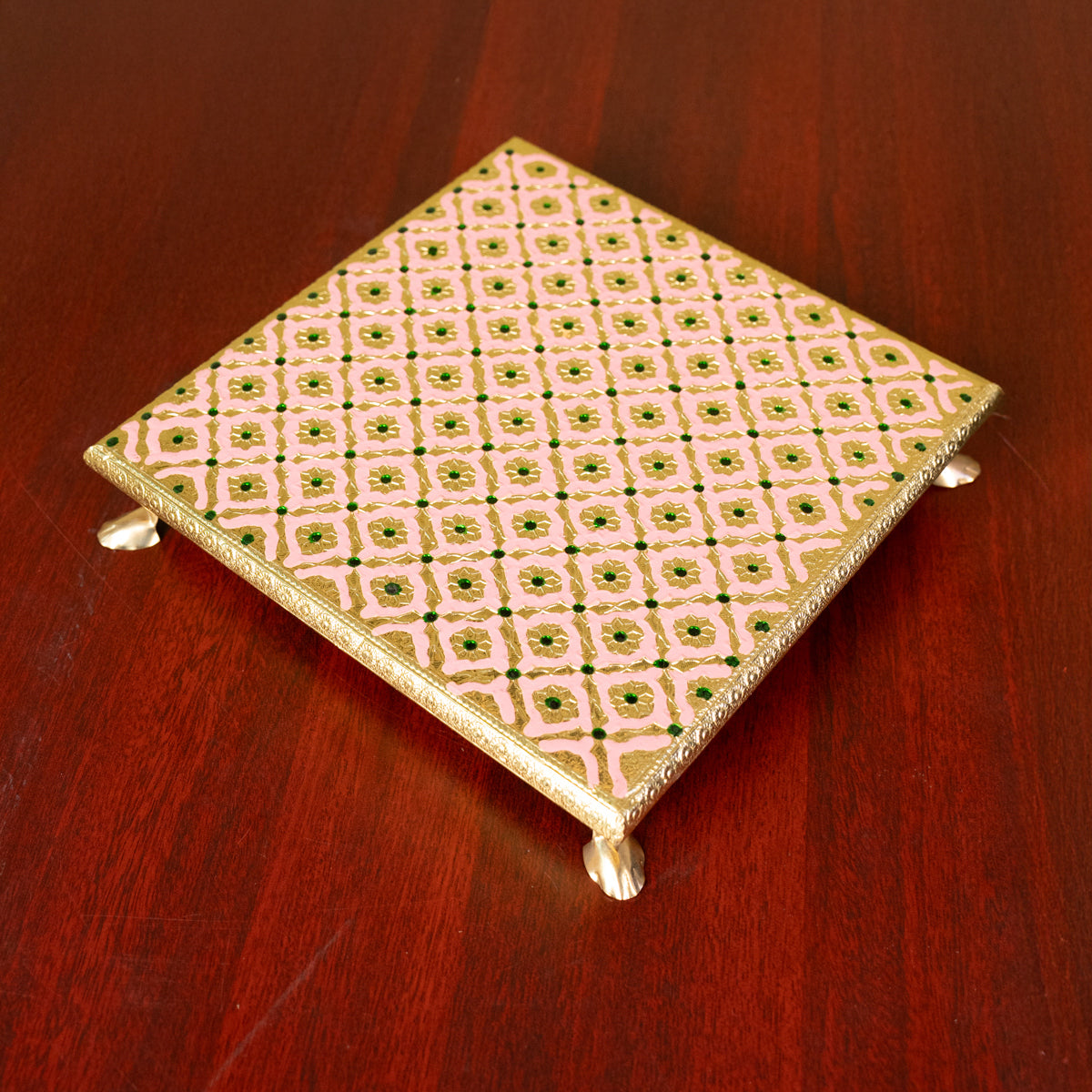 Vibrant Pink Wooden Bajot With Meenakari Design - KC11114 – Ikyem