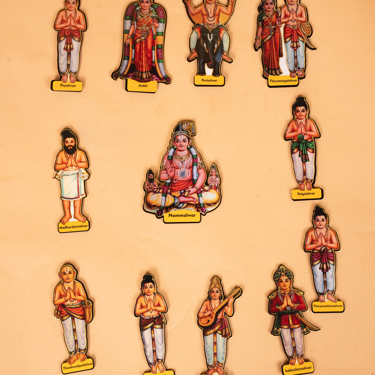 12 Alwars Printed Acrylic Fridge Magnets | Buy pooja return gifts ...
