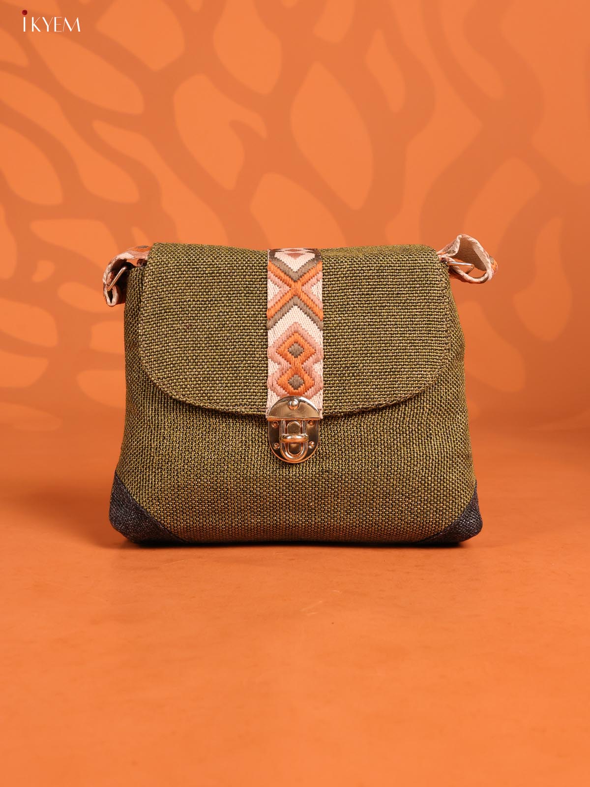 Jacquard woven Gusset & Flap Printed Sling Bag with 3 Compartments - G