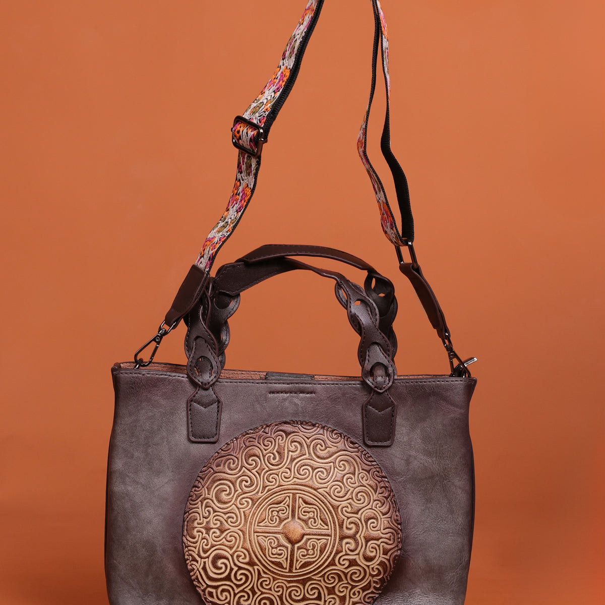 Embossed Tote Bag Hand Bag And Sling Bag Gray – Ikyem