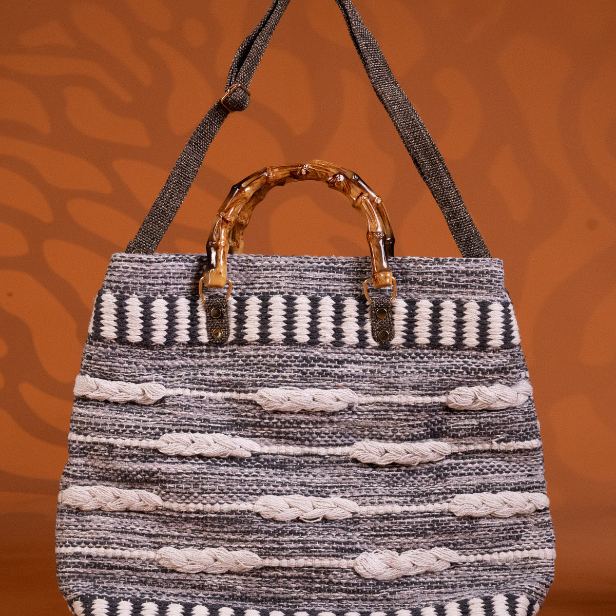 Jacquard woven rugs Shoulder Bag - Grey - KE16243 – Ikyem