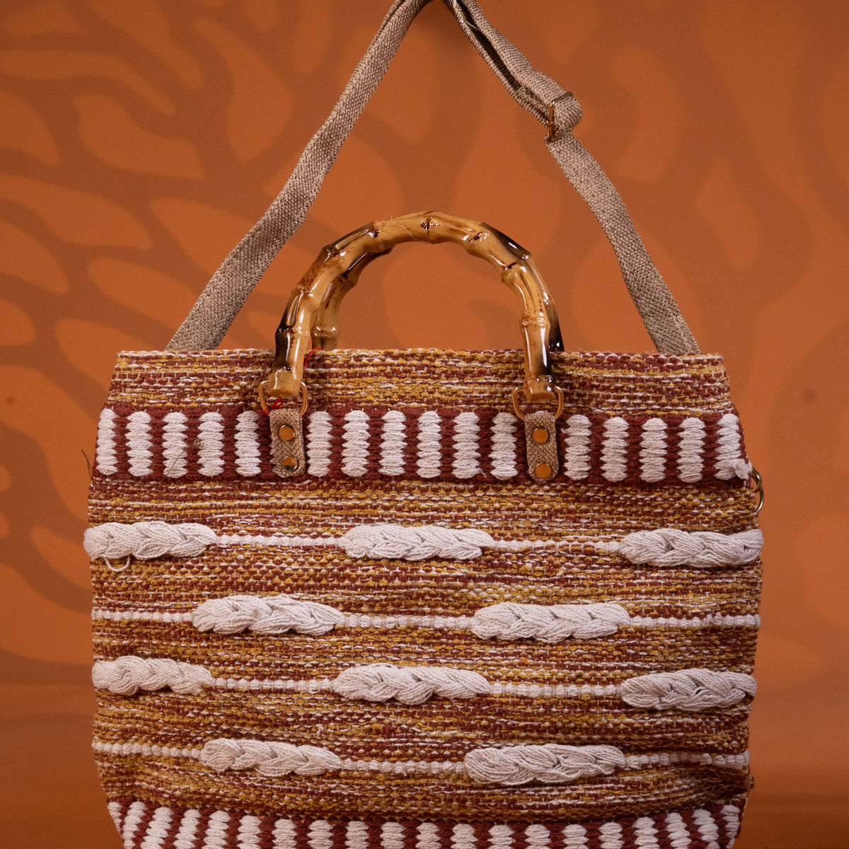 Jacquard woven rugs Shoulder Bag - Brown - KE16250 – Ikyem