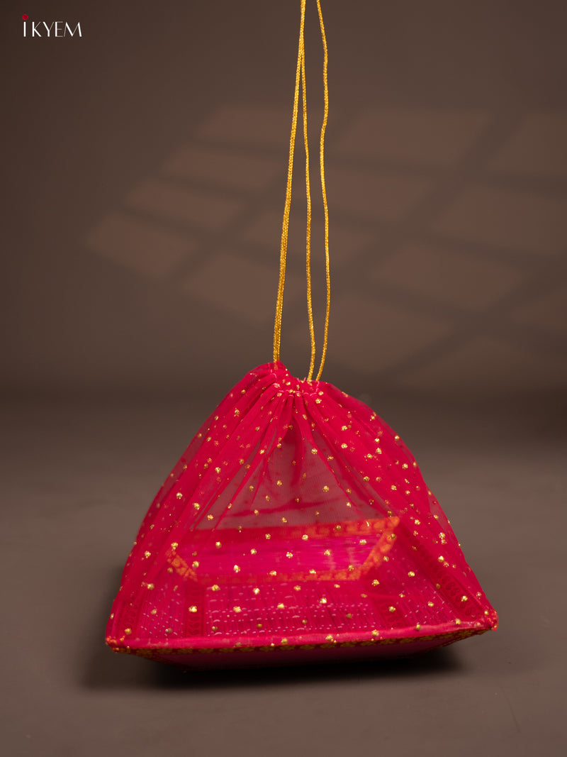 Pink Korai Tray With Potli Bag | Buy Return gifts for Pooja