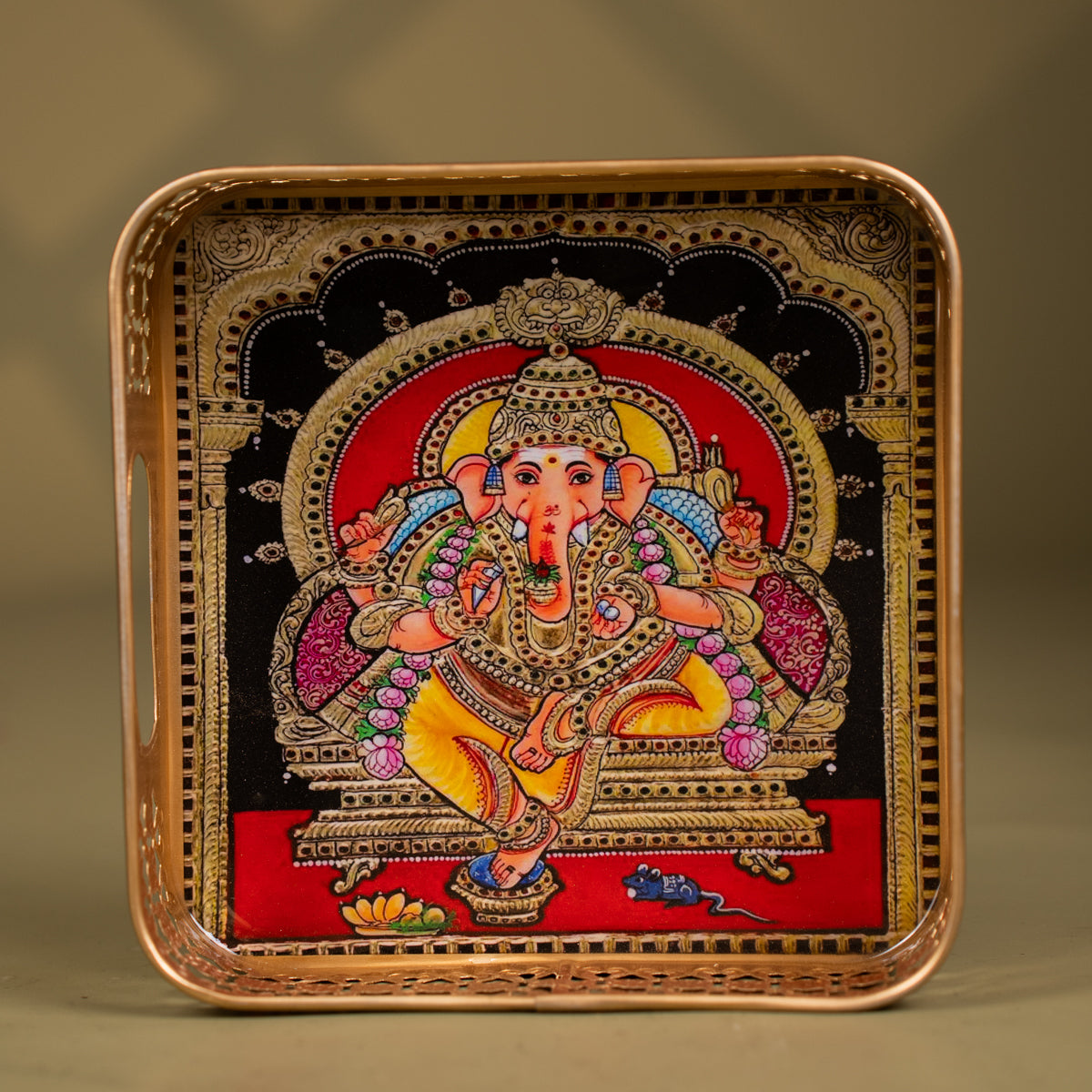 Metal Digital tray Square -Ganesha - 8 Inch - KF24181 – Ikyem