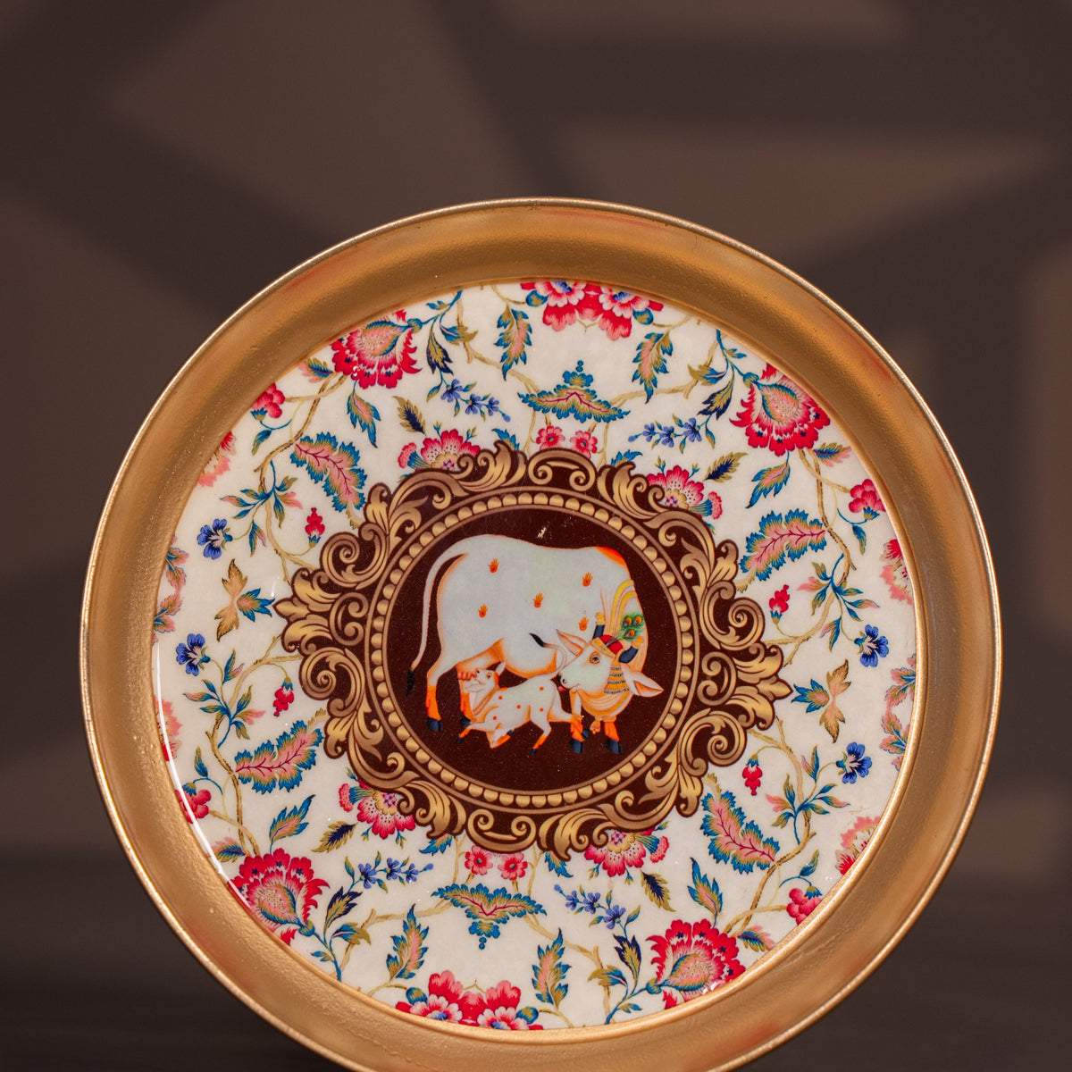 Cow & Calf Printed White Copper Coating Plate 8 Inch – Ikyem