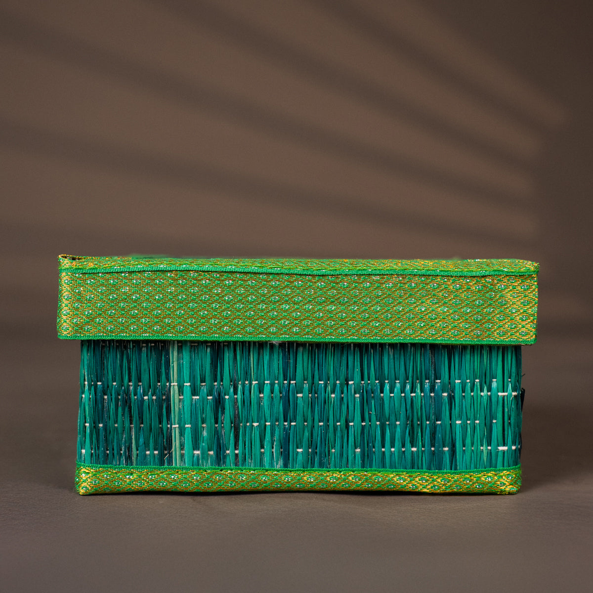 Square Korai Box with Zari borders - Green - KH01127 – Ikyem