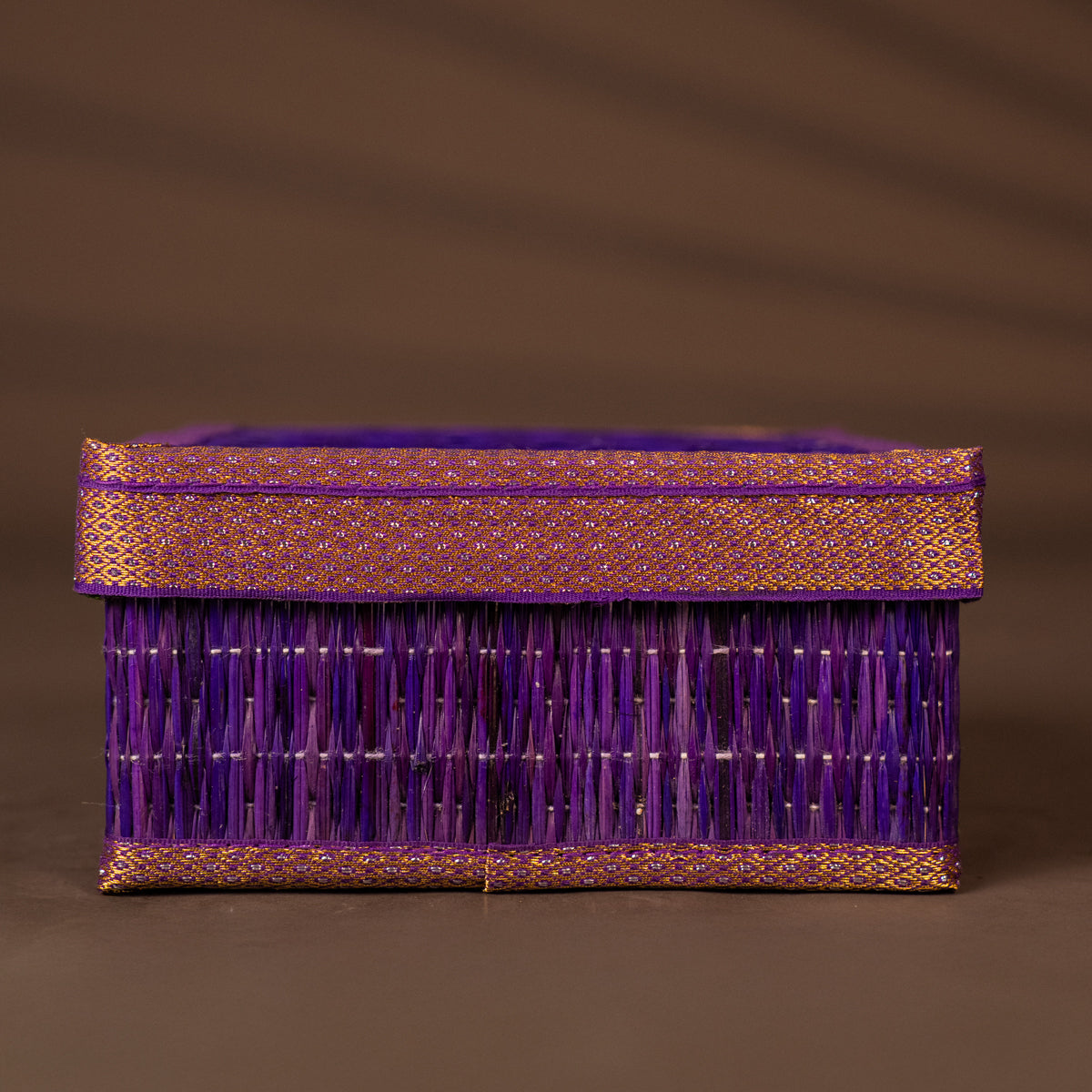 Square Korai Box with Zari borders - Purple - KH01129 – Ikyem