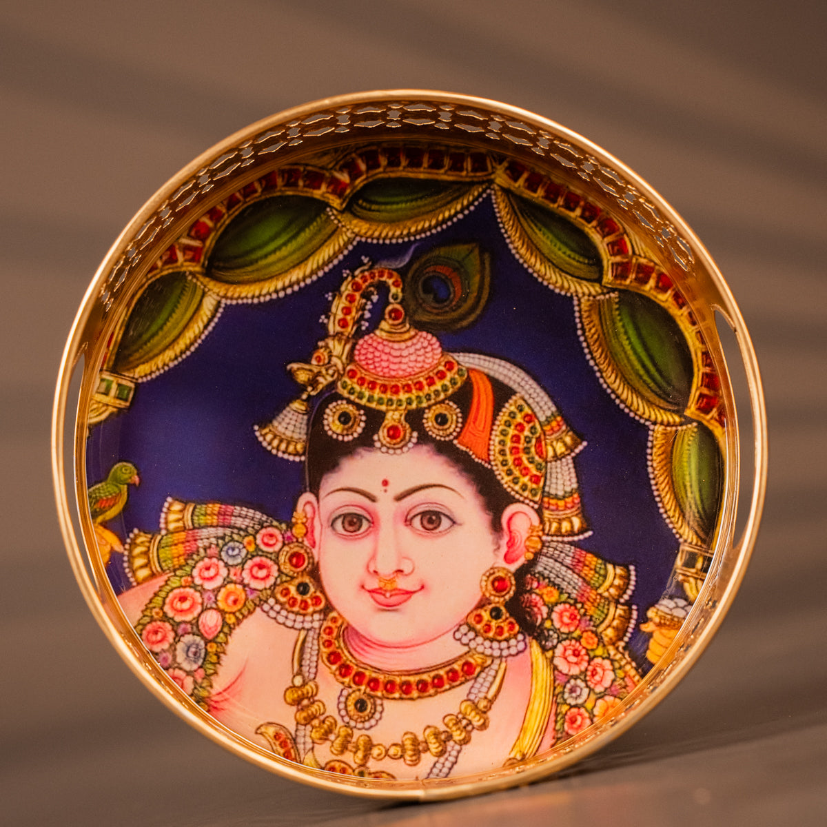 Buy Krishna Printed Metal Tray | Diwali Gift Options – Ikyem