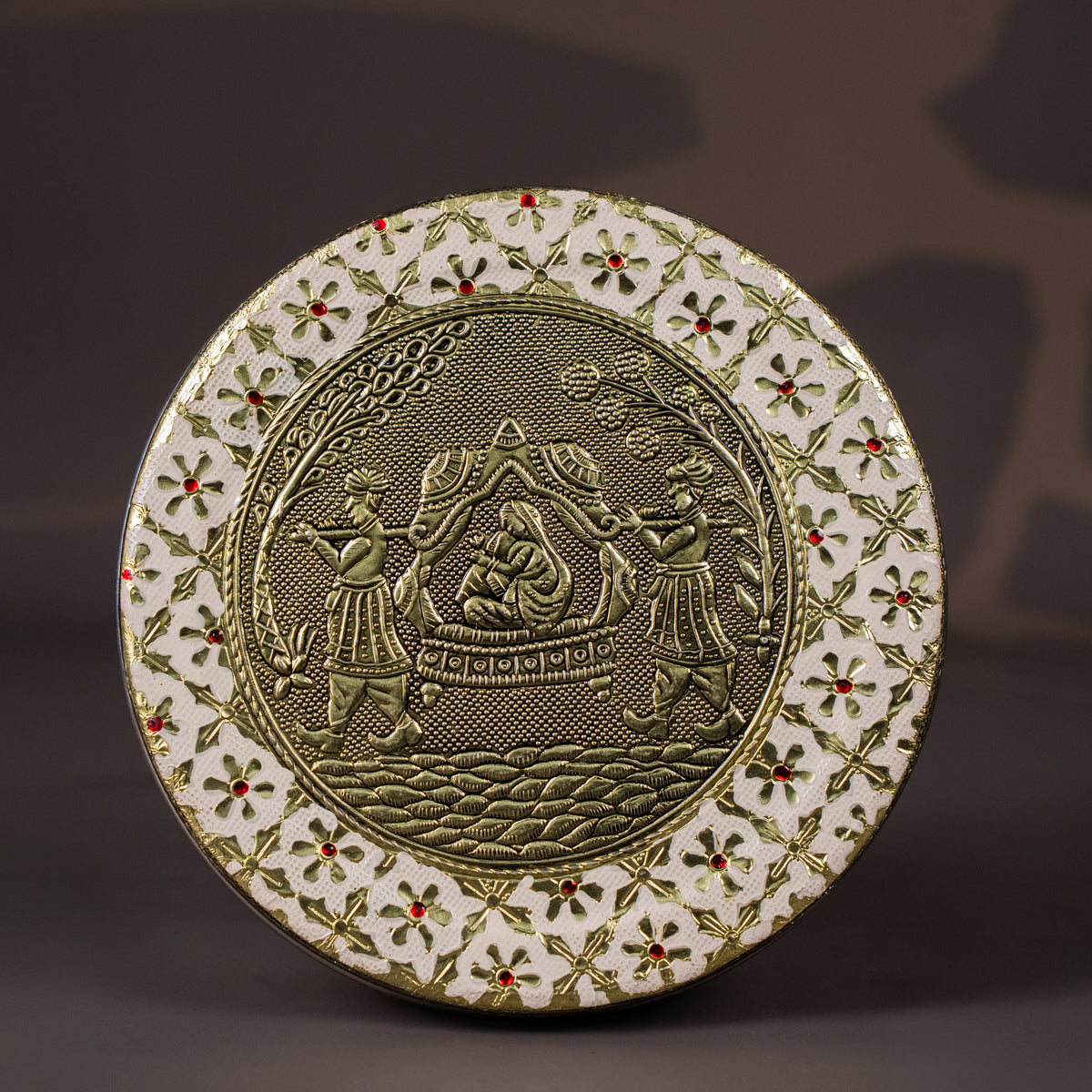 White Meenakari Box with Oxidized Pallakku Design - 8 Inches- KI02138 ...