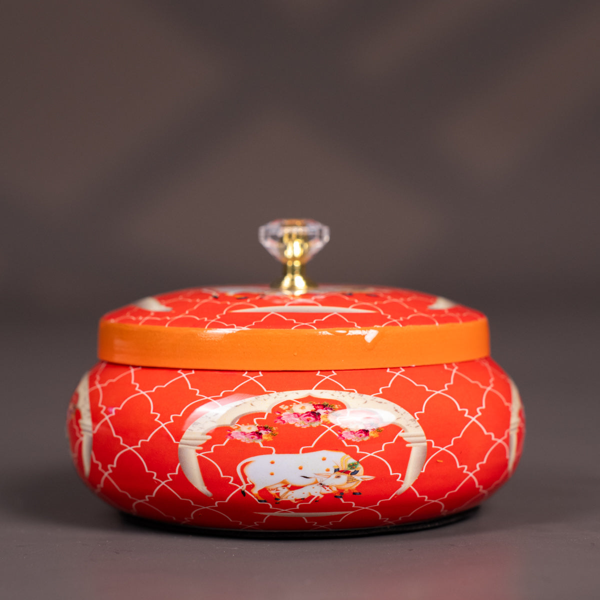Buy Orange Pichwai Print Cow & Calf Kitchen Jars | Corporate diwali gi ...