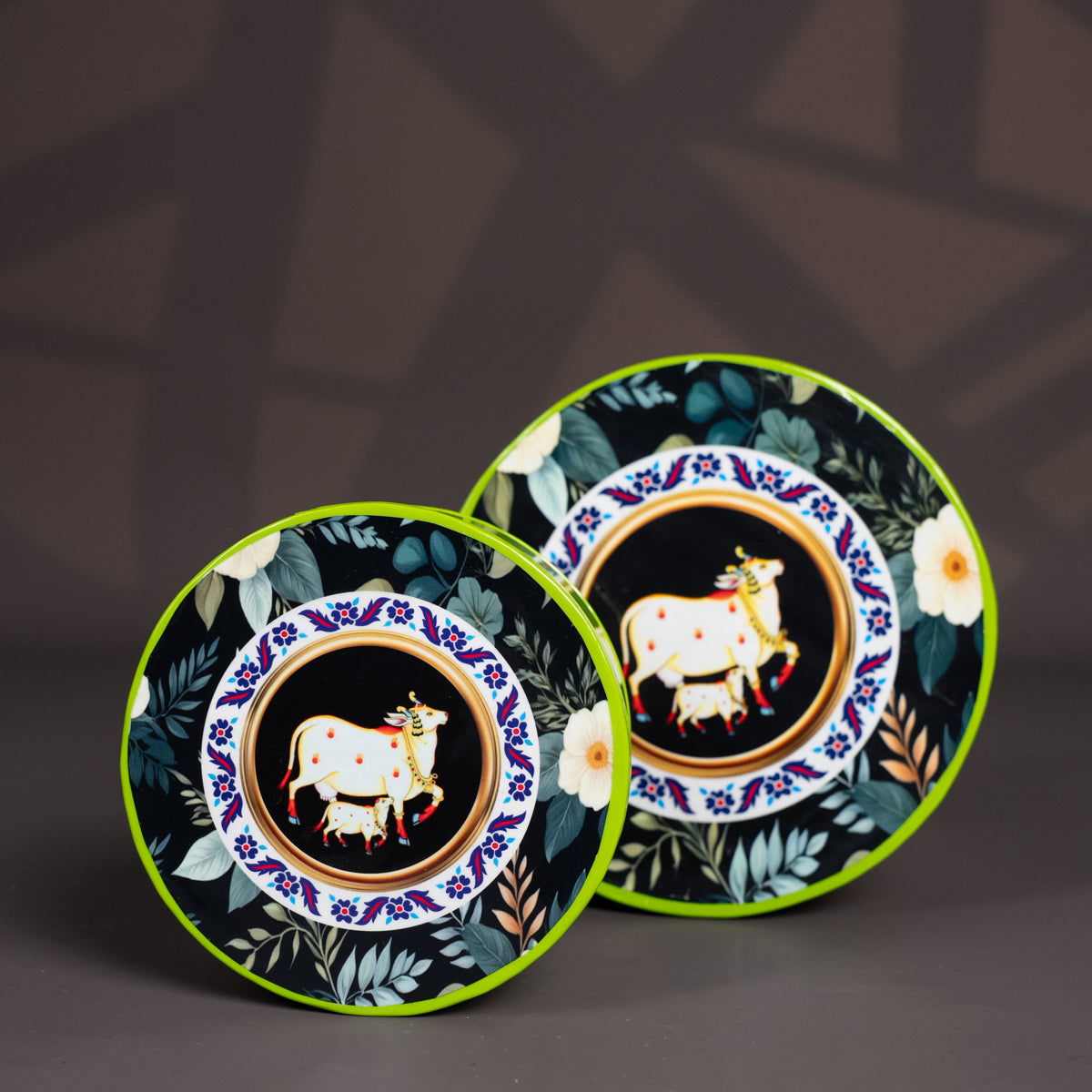 Buy Lime Green Storage Boxes With Pichwai Print For Wedding Gift – Ikyem
