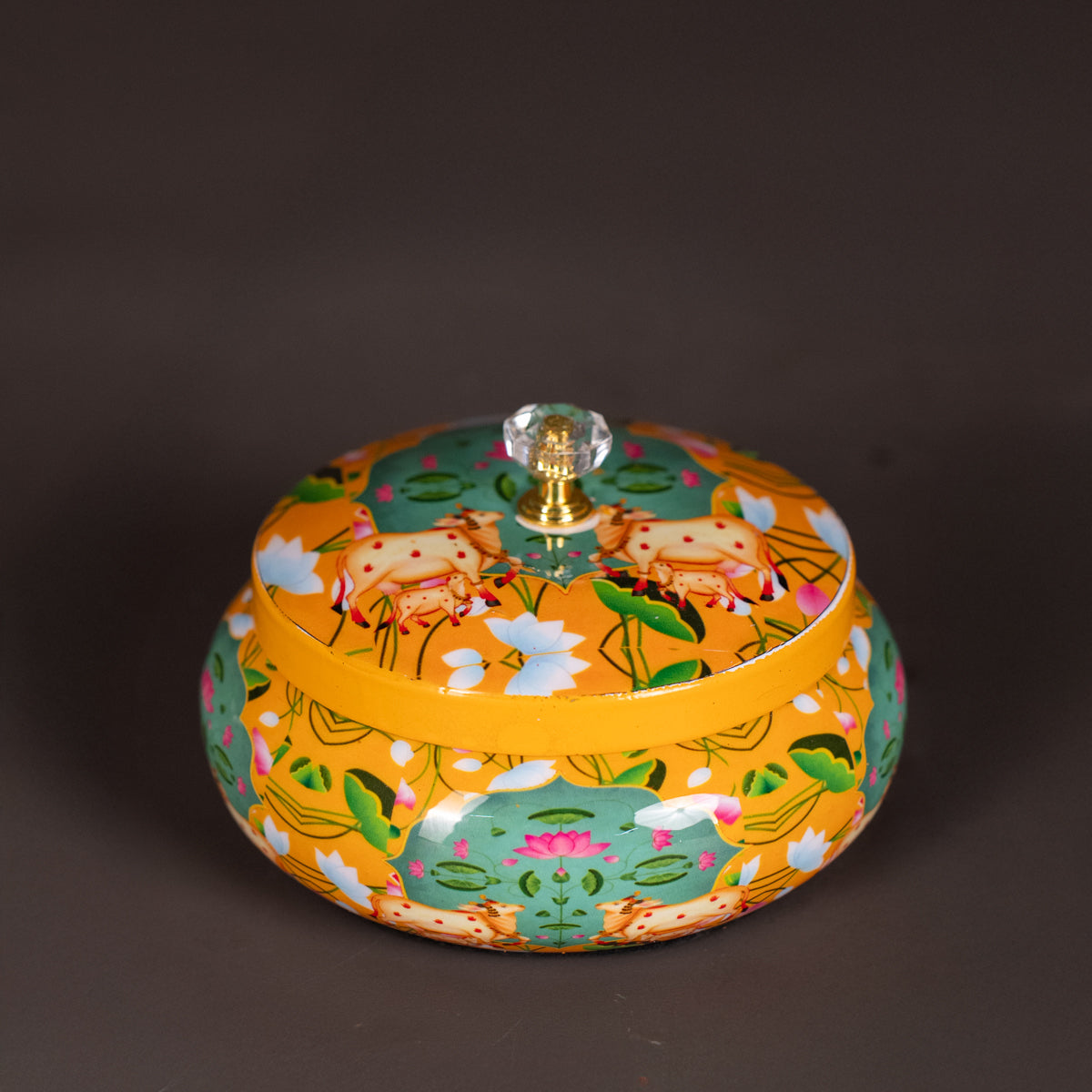 Buy Yellow Pichwai Print Cow & Calf Kitchen Jars | Corporate diwali gi ...