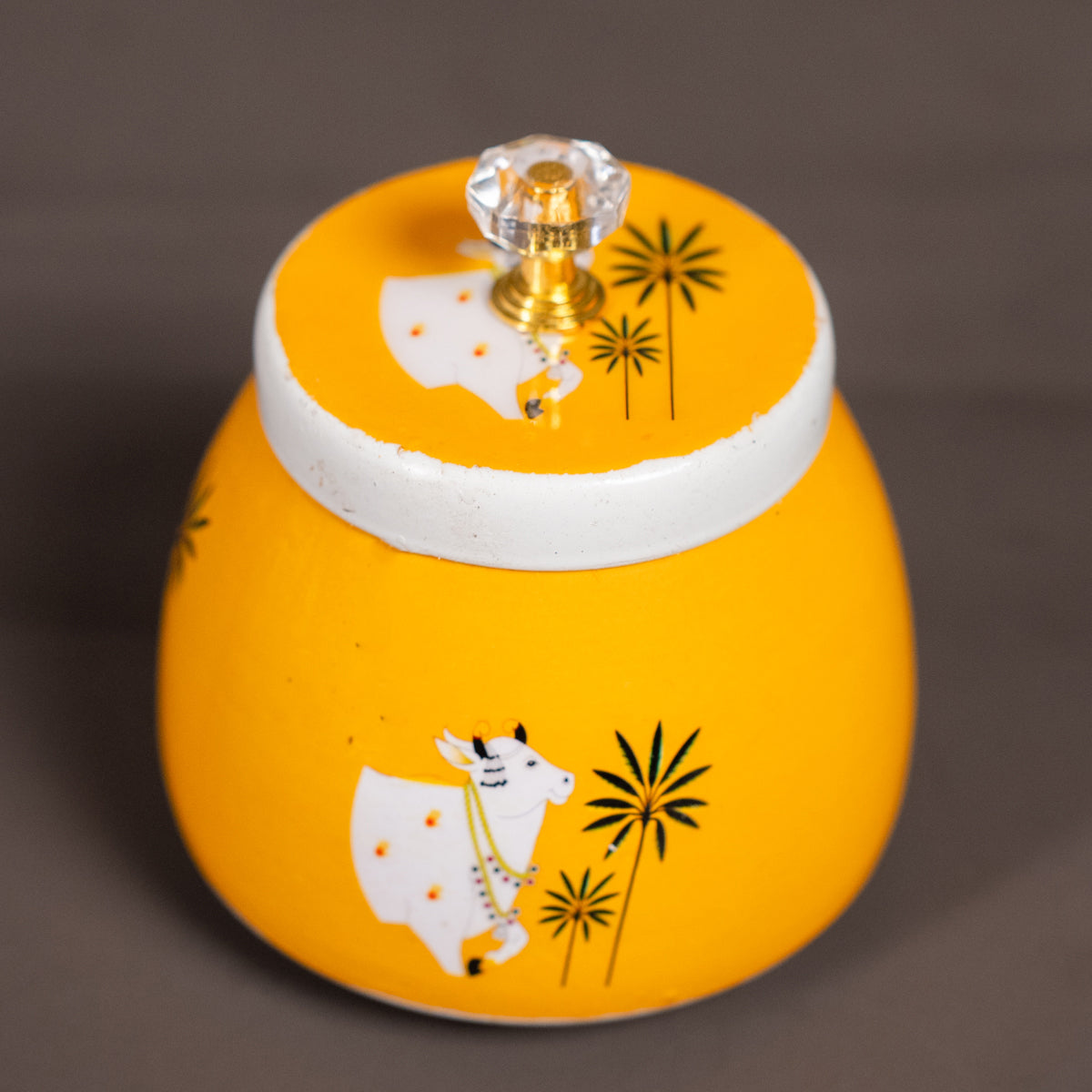 Cow Digital Printed Dryfruit nuts jar - Yellow – Ikyem