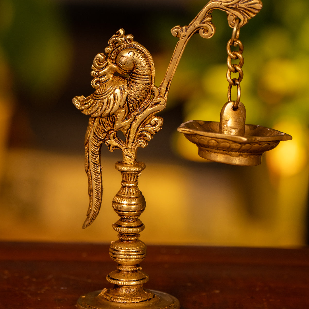 Brass Peacock Diya 5-Face - 2.8 inch- KK26184 – Ikyem