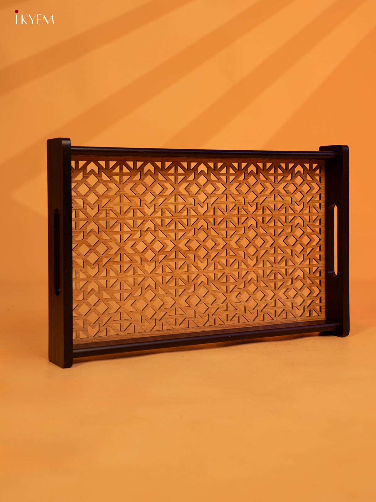 Buy Wooden Tray With Laser-etched geometric patterns